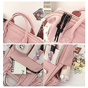 Eagerrich Kawaii Backpack with Cute Pin Accessories Plush Pendant for School Bag Student Girl Backpack Super-Capacity Waterproof Travel Backpack(Purse-3)