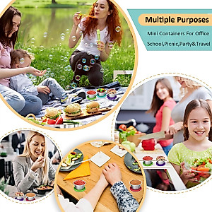 IJDD 6 Pack Salad Dressing Container To Go 2.4oz Small Condiment Containers with Leakproof Silicone Lids Reusable Stainless Steel Sauce Cups for Office Lunch Bento Box Picnic Meal Prep Travel Party