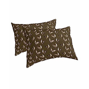 Edwiinsa Farmhouse Rooster Pillow Covers King Standard Set of 2 20x36 Bed Pillow, Rustic Farm Animals Filling Brown Plush Soft Comfort for Hair/Skin Cooling Pillowcases with Envelop Closure