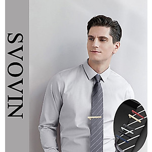 Svovin 16pcs Tie Bar Clip Tie Tack Pins Tie Clips for Men Father's Day Gift Silver Black Red Blue Gold Necktie Bar Pinch Clip Set Metal Clasps Business Professional Fashion Designs