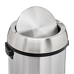 Amazon Basics Round Stainless Steel Trash Can with Swing lid - 65 Liter