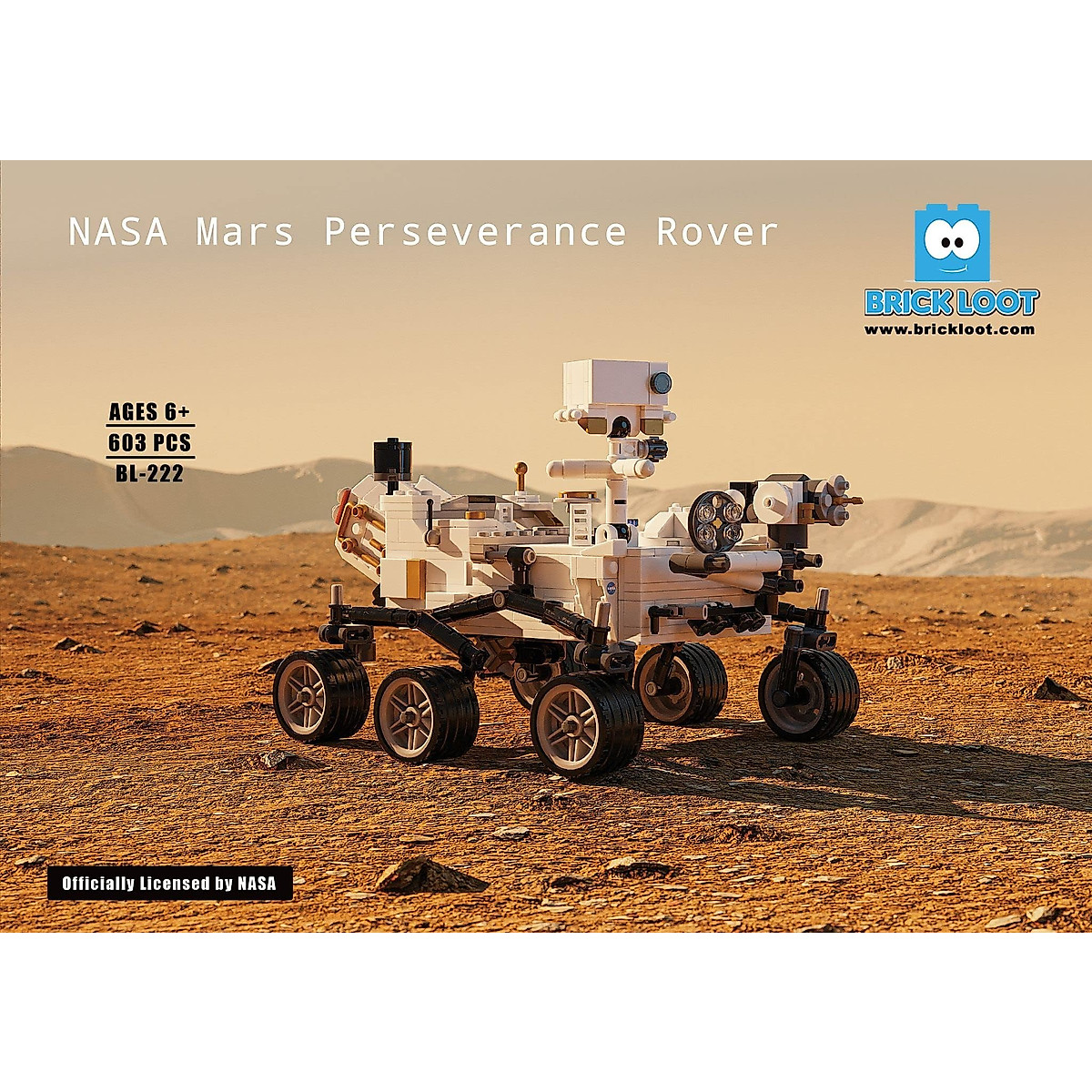 Brick Loot Officially Licensed NASA Mars Rover Perseverance Model Kit, Toy Car Building Blocks, STEM Kits, Space Gifts for Adults or Kids 6 +, Compatible with Lego and Other Major Brands, 603 Pieces