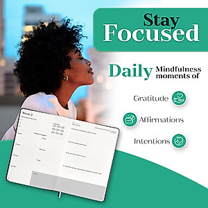 One Day - Daily Execution Planner - Boundless Black - Undated 90 Day Journal With Positive Quotes - Daily Time Management Notebook - Project Management Organizer With Faux Leather Cover