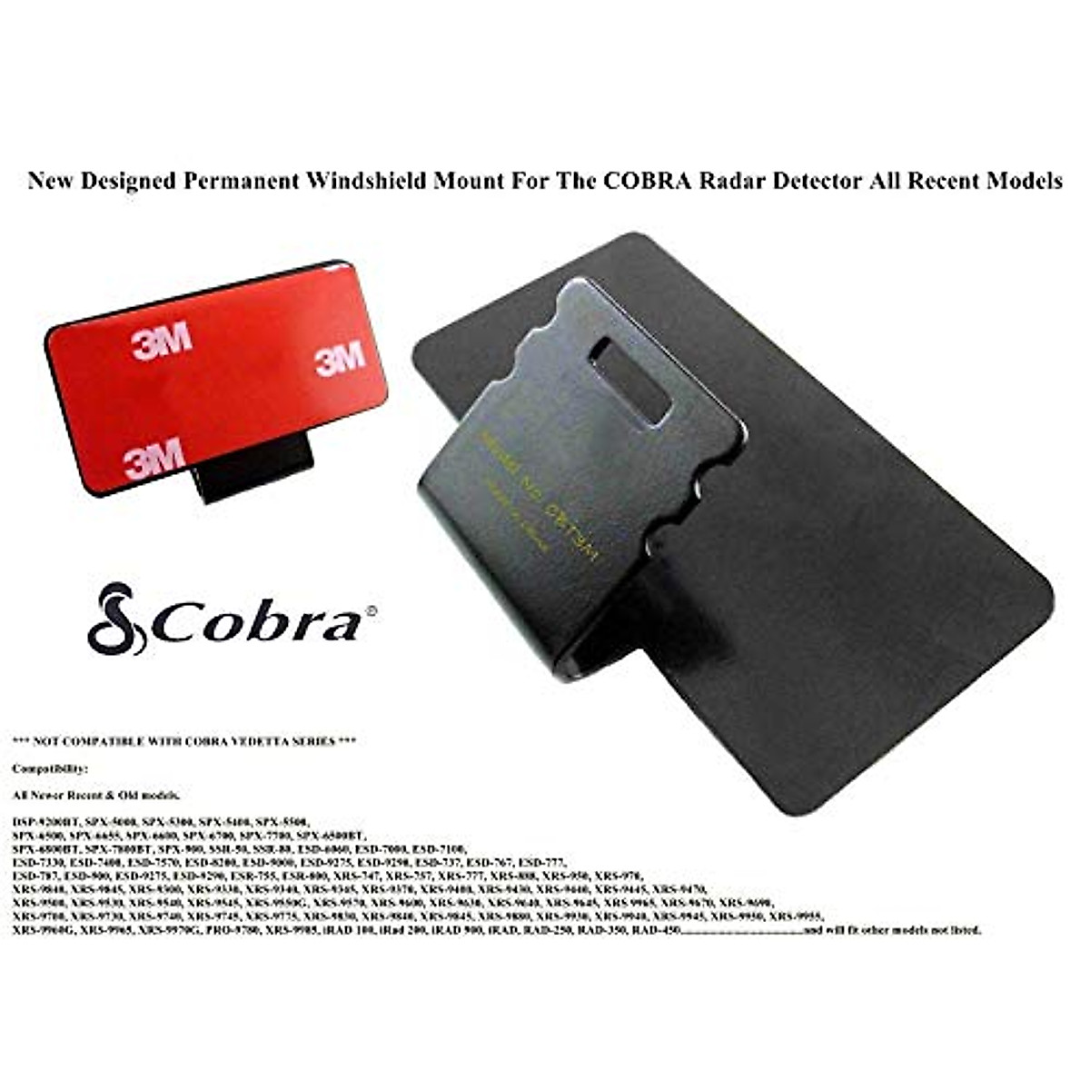 CBT3M Improved 3M Taped Permanent Windshield Mount for Most Models of Cobra Radar Detectors