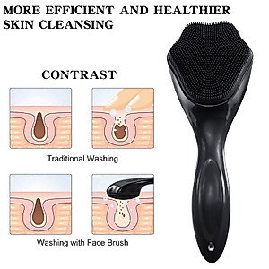 3 Pcs Handheld Silicone Face Scrubber Exfoliator, Ooloveminso Face Brushes for Cleansing and Exfoliating, Manual Facial Cleansing Brush, Gentle Soft Face Wash Brush for Sensitive, Delicate, Dry Skin