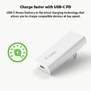Belki GaN Wall Charger 20W Fast Charging PD USB-C Power Delivery for iPhone 13, 12, 11, Pro, Pro Max, Mini, iPad, AirPods, Galaxy S22, S21, Plus, Ultra, and More