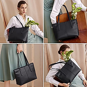 Cnoles Women Tote Bag Leather Handbag Purses And Handbags For Women Ladies Top Handle Large Soft Shoulder Satchel Hobo Bags Black