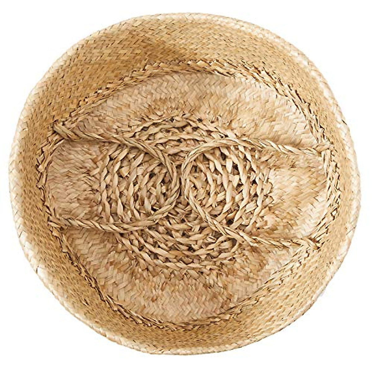 Americanflat Walnut Hand-Woven Palm and Seagrass Belly Baskets (10" Tall)