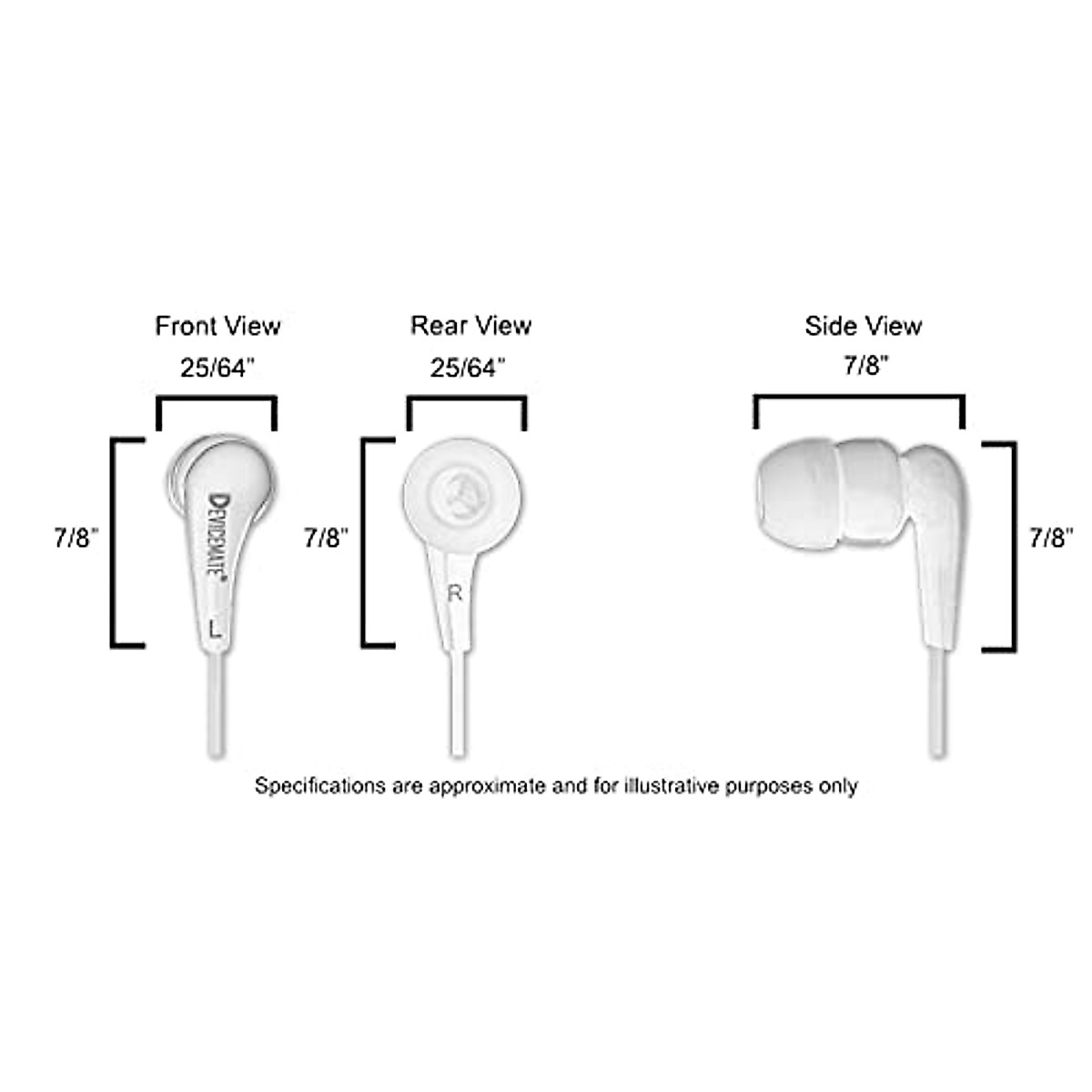 DEVICEMATE in-Ear Headphones, Wired Earbuds, Ergonomic Earphones. Stereo, Noise Isolating, Comfort Fit, Durable Quality, Compatible with Apple & Android Devices. No Mic. Blue Earbud Case