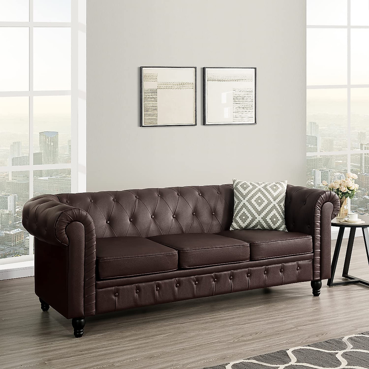 Naomi Home Emery Sofa Espresso/Air Leather