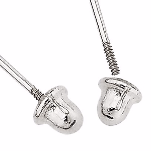 14k REAL White Gold 4mm Round Solitaire Basket Set Stud Earrings with Screw Back