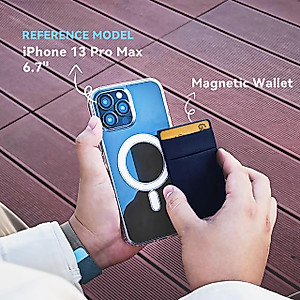 CloudValley Magnetic Card Wallet, Card Holder Case Stick on Phone for iPhone MagSafe Series &All Android Phones with Magnetic,Blue