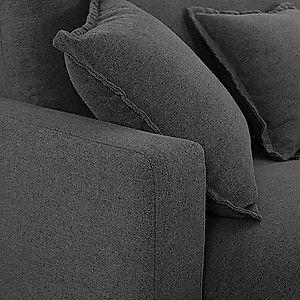 Sectional Sofa Right Hand Facing Dark Grey Fabric with 5 Pillows