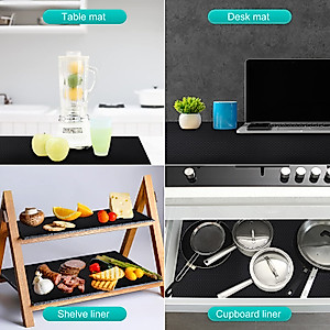 Gocfami Shelf Liners for Kitchen Cabinets, 17.7''x78.7'', Non Adhesive Drawer Liners for Cupboard,EVA Material Non Slip Black Shelf Liners,Waterproof & Durable Cabinet Mat for Bathroom/Pantry/Desk