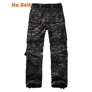 GSGGIG Men's Outdoor Hiking Pants, Tactical Pants Lightweight Casual Work Ripstop Cargo Pants for Men with Pockets No Belt 3355 Black CP CAMO 44