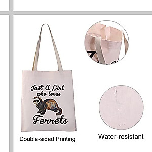 VAMSII Ferret Tote Bag Ferret Gifts for Ferret Lovers Ferret Owner Gifts just a Girl who Loves Ferrets Shoulder Bag(Ferret Tote Bag)