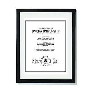 Umbra 316280-040 Floating Frame for Displaying Documents, Diploma, Certificate, Photo or Artwork, 11 x 14 8-1/2 x 11, Black