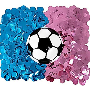 Gender Reveal Confetti Soccer Ball, Pink and Blue, for Baby Boy Girl Gender Reveal Party. Great Photos Opportunity