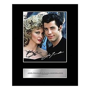 iconic pics John Travolta and Olivia Newton-John Signed Mounted Photo Display Grease Autographed Gift Picture Print