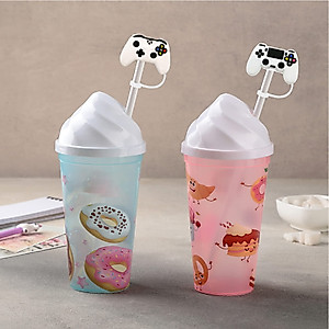 Silicone Game Straw Cover - 14 Pack Cute Reusable Drinking Straw Caps Lids Dust-Proof Straw Plugs for Straw Tips for Home Kitchen Accessories (Game Straw Cover)