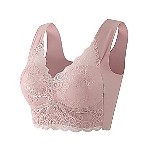 Women's The Infinity Racerback Sports Bra Strap Full-Coverage Not Trace Sports Bra Solid Color Uppen Support Yoga Bra Pink Large