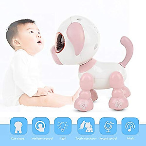 Robot Dog, Durable Safe Plastic Material Electronic Dog Toy, for Baby Kids(Smart Puppy Pink, Transparency)