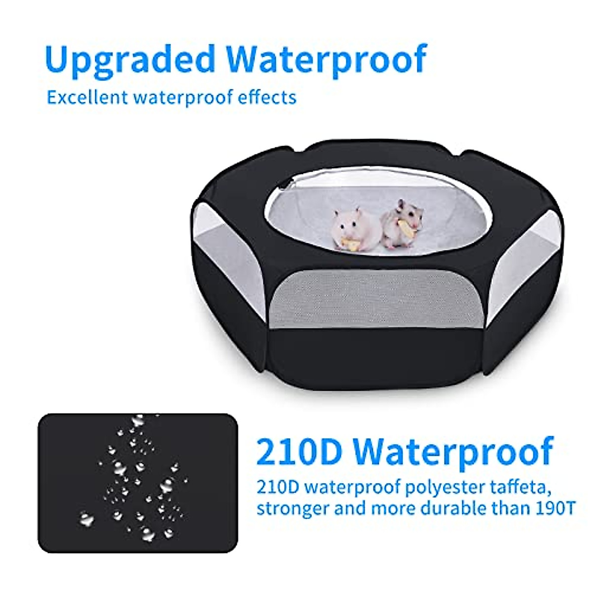 Small Animal Playpen, SKYKA Pet Playpens, Rabbit Playpen Cat Playpen with Cover Top Guinea Pig Toys Playpen for Hamster/Ferret/Bunny/Kitten/Chick Brooder Box Cage Tent, Indoor Outdoor Waterproof Black