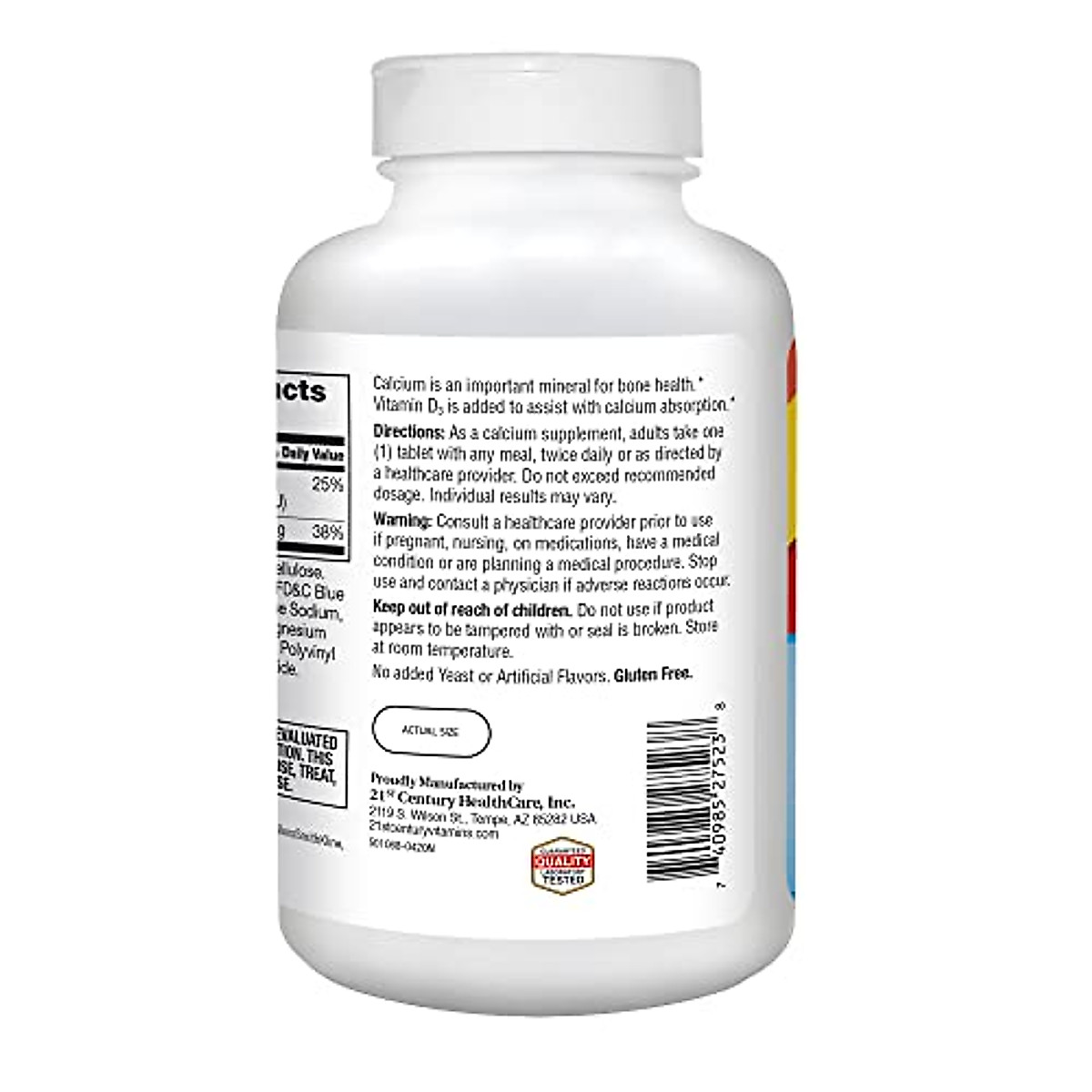 21st Century Calcium 500 mg Plus D3 Tablets, 400 Count