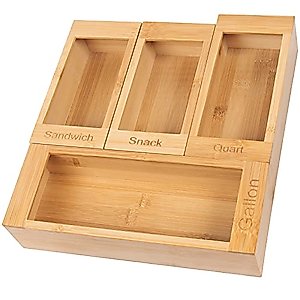 DoveeDosa With Bigger Quart Box Food Storage Bag Organizer- Sandwich Bag Organizer for Drawer- Baggie Organizer Dispenser for Drawer, Compatible with Ziploc Bag Storage Organizer
