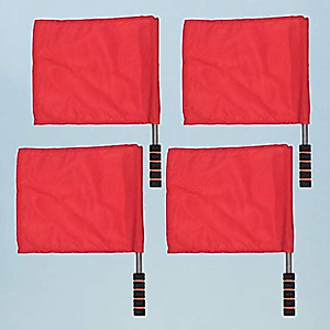 BESPORTBLE 4 pcs Hand Signal Flags Stainless Steel Pole Match Solid Color Command Flag Referee Flag for Football Track and Field (Red)