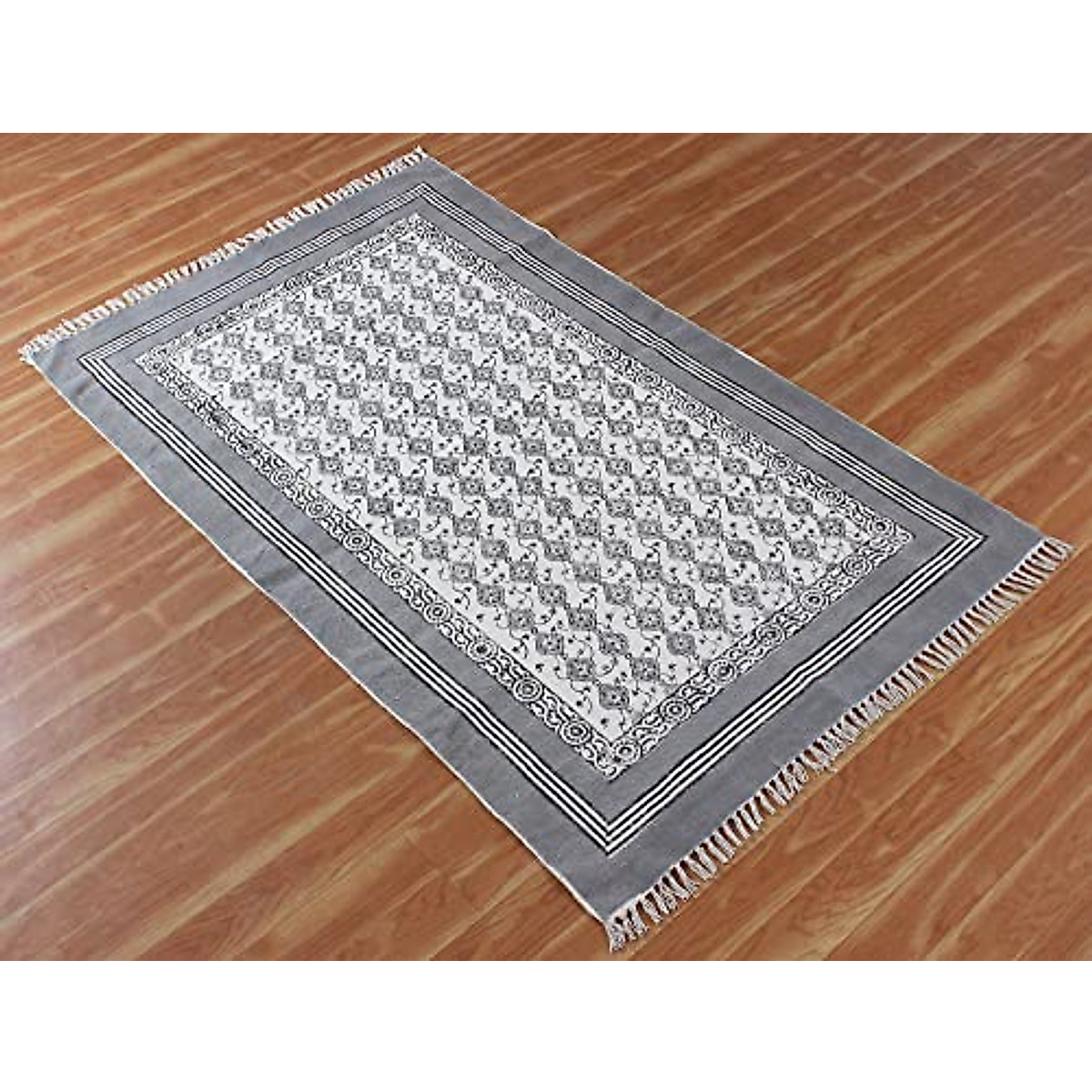 Boho Bathroom Rug Handmade Washable Cotton Hallway Rugs with Tassels Farmhouse Woven Throw Rug Boho Area Rug for Laundry Room/Entryway/Corridor 300x480 cm (10x16 Feet)
