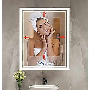 Msrorriw 24 x 32 Inch Bathroom Mirror with Lights for Wall Large Anti-Fog Led Lighted Wall-Mounted Vanity Mirrors Dimmable Back-lit Makeup Mirror (24" x 32", Rectangle)