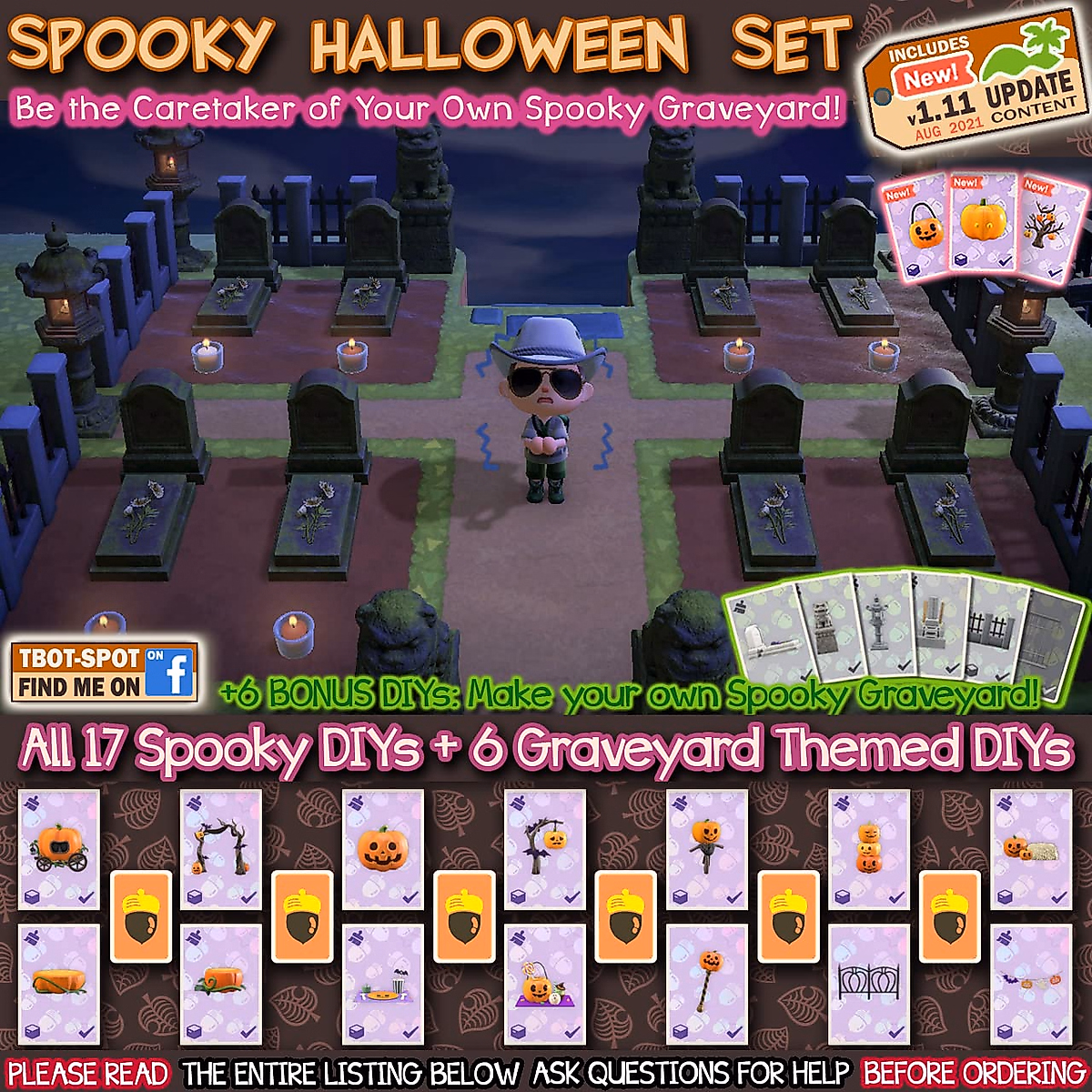 ACNH: Spooky Series Mega Set | 23 DIY Recipes | Halloween Items | Crafting Materials | Includes 1.11 Update Content