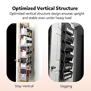 Over Door Organizer, 5-Tier Large Back of Door Closet Organizer with 10 Mesh Side Pockets Pantry Behind Door Storage Shelf with Clear Window for Kitchen Bathroom Bedroom, Toys, Diapers, Shoe