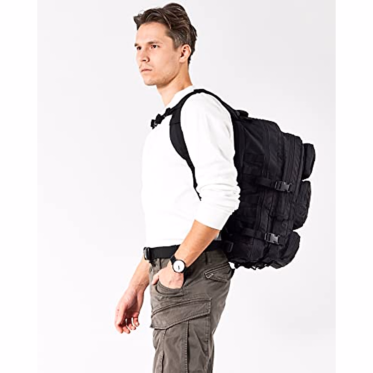 Falko Tactical Backpack - 2.4x Stronger Work & Military Backpack. Water Resistant and Heavy Duty Large Molle Backpack (50L)