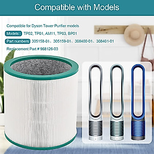 2 Pack Dyson TP02 Air Purifier True HEPA Filters Replacement for Dyson Pure Cool Link TP01, TP02, TP03, AM11, BP01 Tower Air Purifier, Compare to Part # 968126-03 2 Pack TP02 Air Purifier True Filters