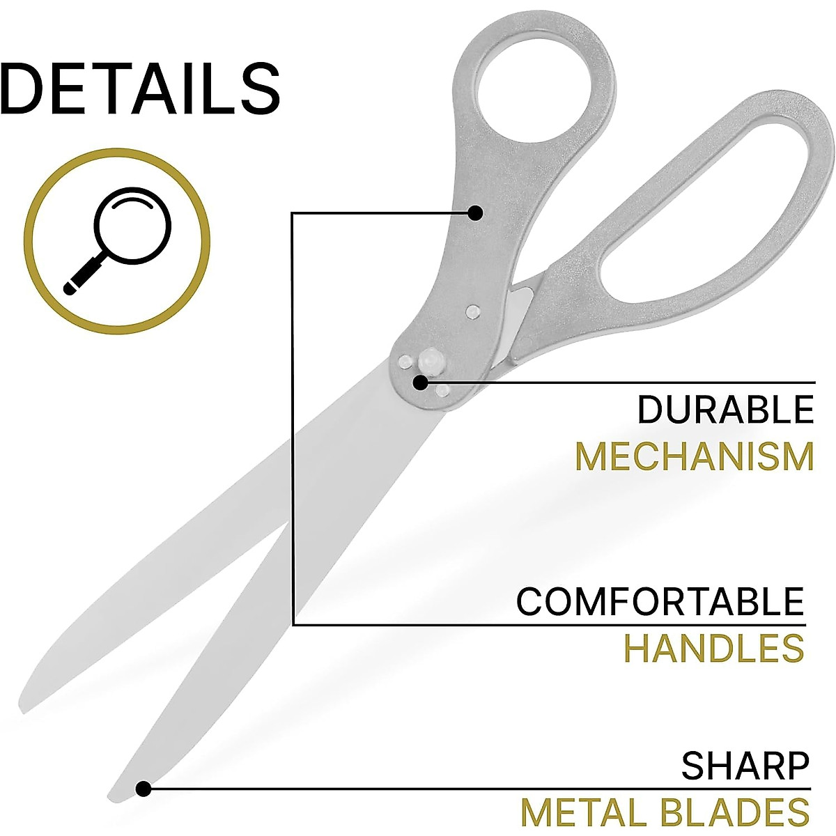 25" Giant Ribbon Cutting Scissors Silver — Heavy Duty Extra Large Grand Opening Ribbon Cutting Ceremony Scissors for Grand Openings Inaugurations Ceremonies & Special Events