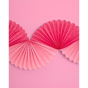 xo, Fetti Pink Paper Fan Garland - 6 Ft. | 3D Bachelorette Party Decorations, Birthday Party Supplies, Pink Preppy HBD, Baby Shower