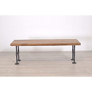 Pipe and Cedar Wood Mudroom and Entryway Storage Bench, Solid Cedar Wood with Pipe Base by William Roberts Vintage