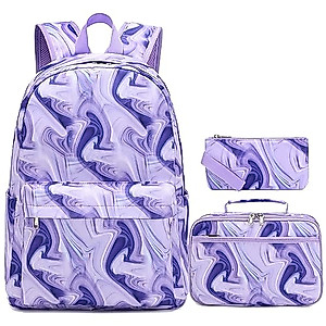 Kids Backpack Set for School, 3PCS School Bookbag Set with Square Lunch Bag Pencil Pouch, Water Resistant Large Capacity School Bag for Elementary Middle High School Girls Boys