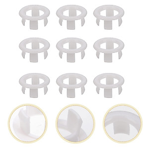 Cabilock 60Pcs washbasin overflow hole kitchen sink overflow ring strainer for sink bath tub accessories sink strainers sink overflow hole cover bath sink round plastic white bathroom basin