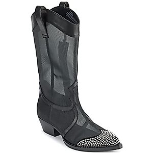 Karl Lagerfeld Paris Women's Lakota Western Boot Pump, Black, 9