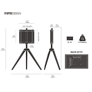 FITUEYES Design Corner TV Stand for 37-65 Inch LED LCD Screens, Tripod Easel TV Stand Modern TV Floor Mount Swivel with Concealed Storage for Bedroom/Living Room, Picasso Series