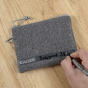 Allen Company Lockable Handgun Storage Pouch with Writeable ID Label, Compact 5" to 7" Handguns, Gray