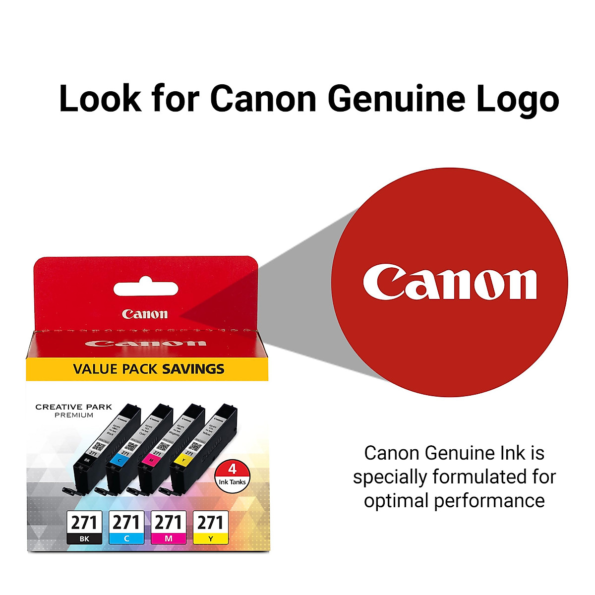 Canon CLI-271 BK/CMY 4 Color Value Pack Compatible to MG6820, MG6821, MG6822, MG5720, MG5721, MG5722, MG7720, TS5020, TS6020, TS8020, TS9020