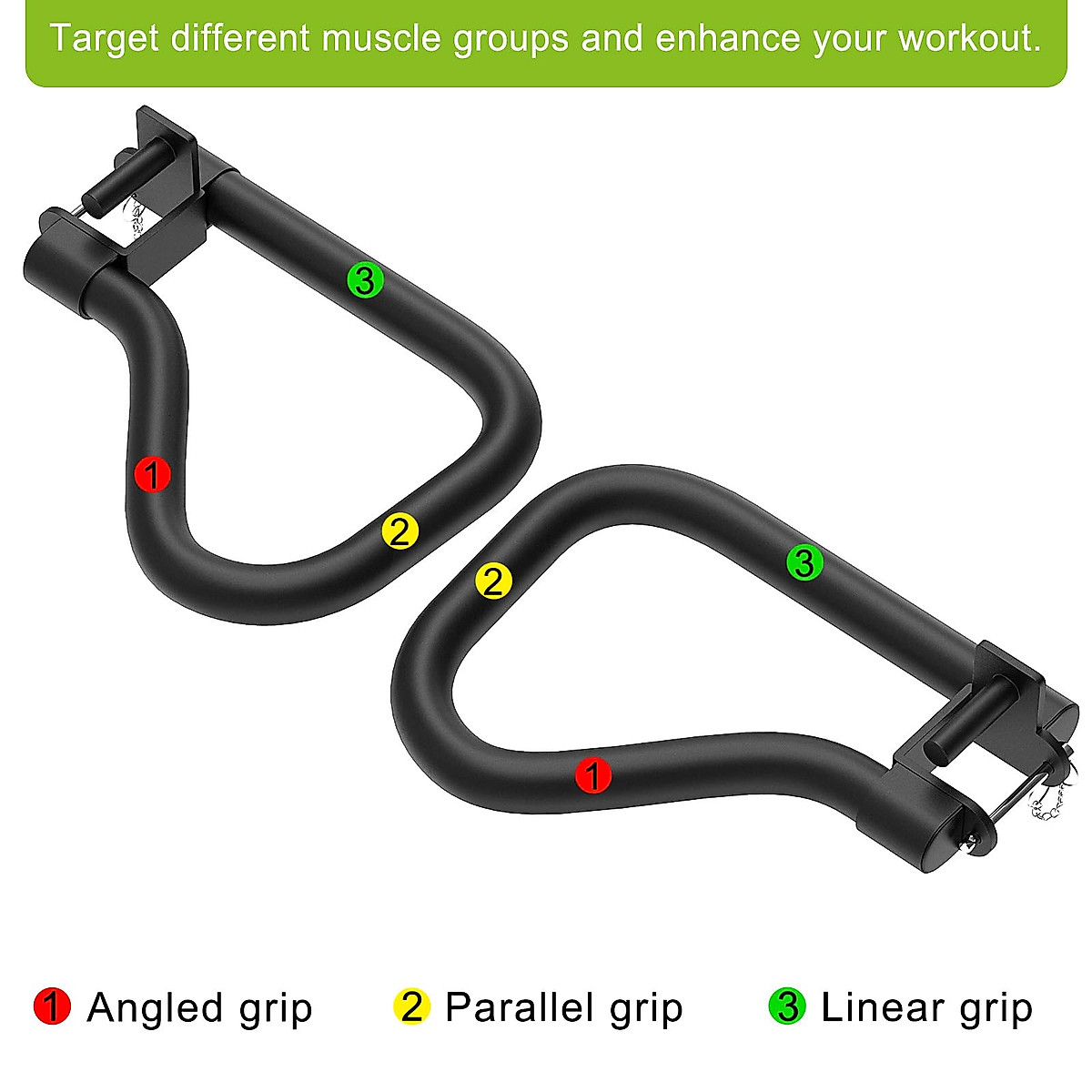 SELEWARE Solid Dip Bar Attachment for 2" x 2" with 1" Hole Power Cage Squat Rack, Set of 2 Dip Bar Grip Handles for Strength Training, Double Welding Design, 500 lbs Capacity