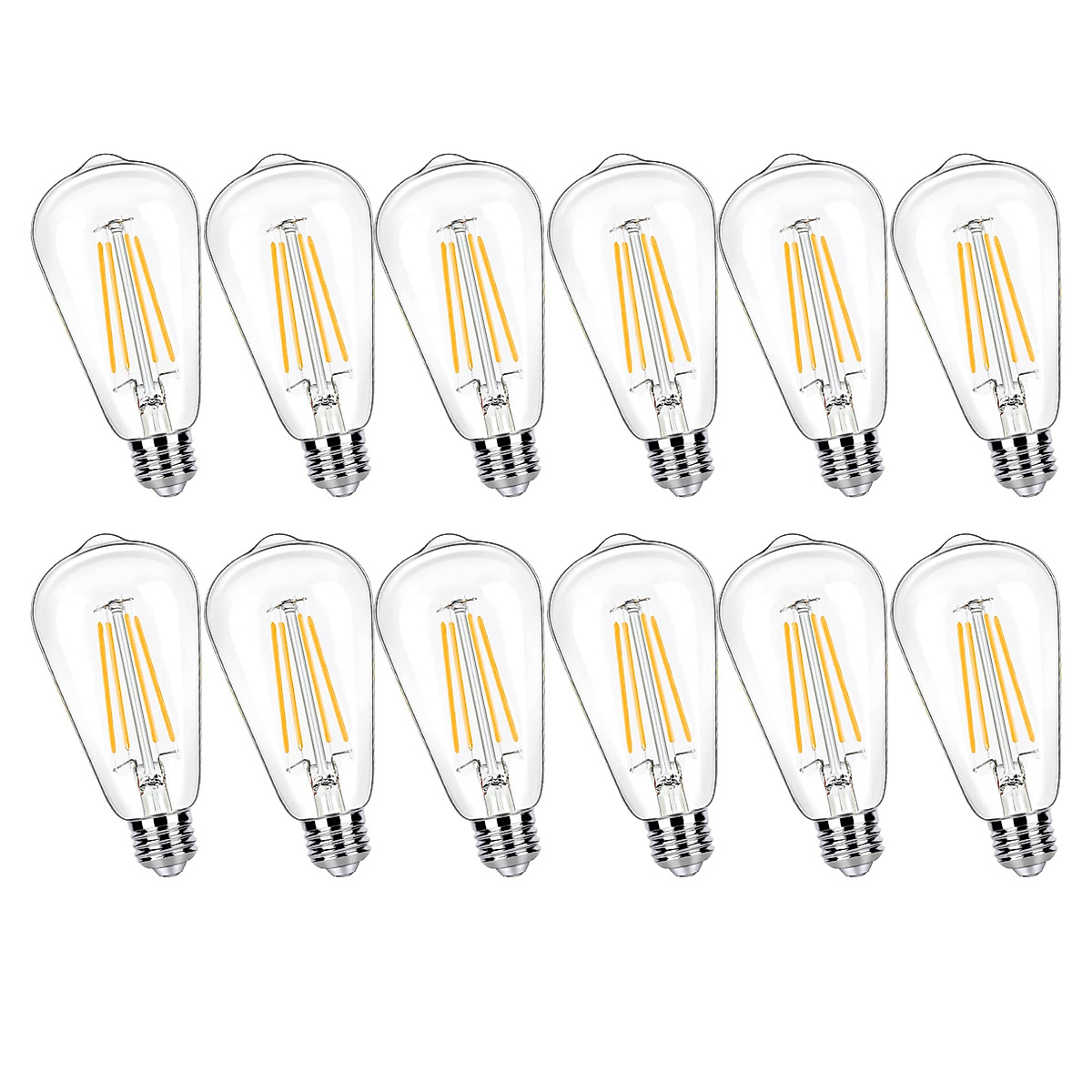 winsaLED 12 Pack 100 Watt Equivalent LED Edison Bulbs, 9W LED Light Bulbs, 2700K Soft Warm with E26 Standard Base, 120V Not-Dimmable, CRI 90, Flicker Free