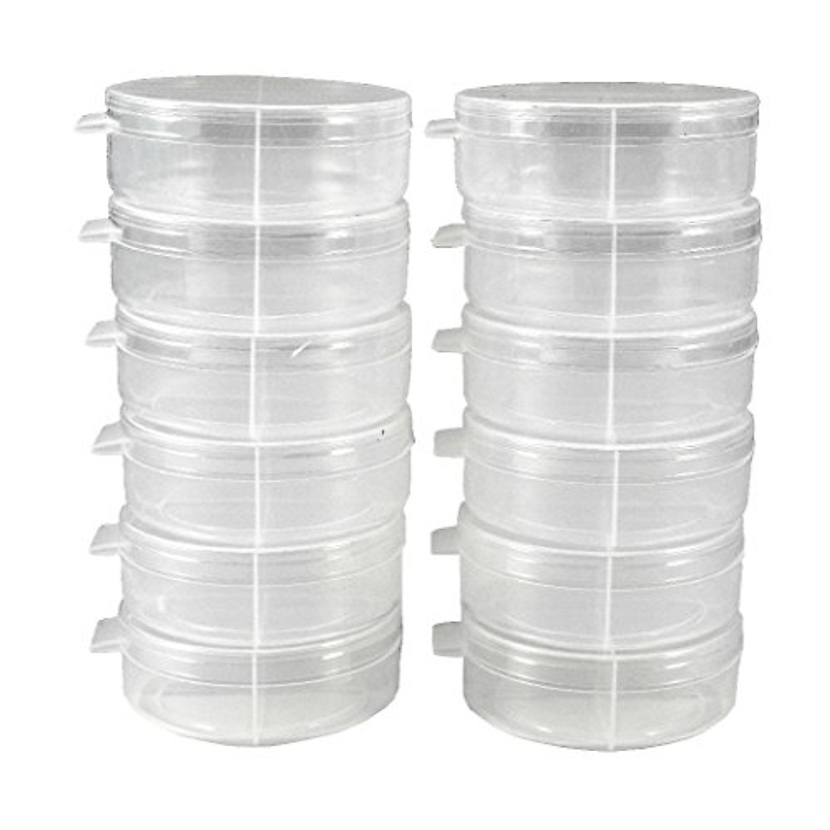Tidy Crafts Clear Round Plastic Containers with Attached Lids -Pack of 12-2 1/2" Round