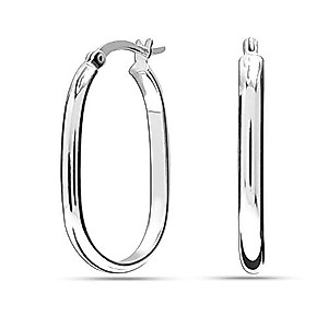 925 Sterling Silver Square Hoop Earrings for Women | Lightweight Rectangular Hoop Earrings for Gifts | Size 30mm