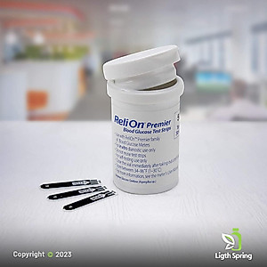 Relion Premier Blood Glucose Test Strips 50ct (3 Pack) Bundle with Exclusive Better Ligth&Spring Guide Living Well with Diabetes - (4 Items)